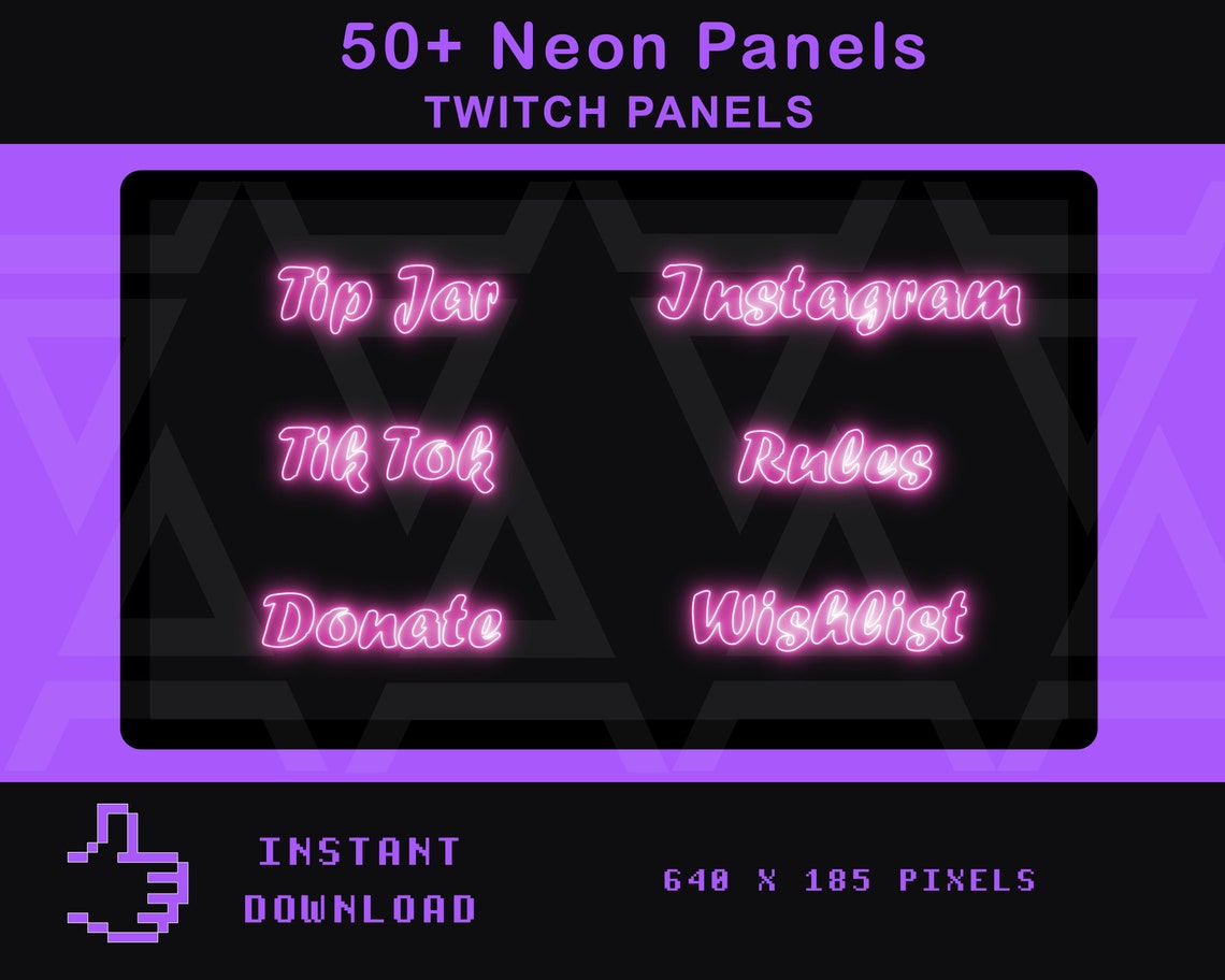 50 Pink Neon Twitch Panels Neon Panels for Twitch Twitch Profile Panel ...