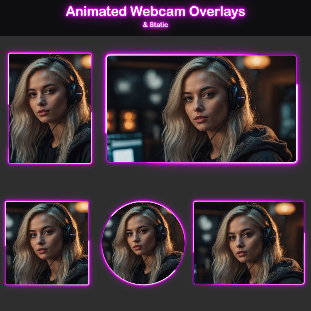Animated Webcam Overlays | Pink and Purple Twitch Webcam Frames | OBS ...