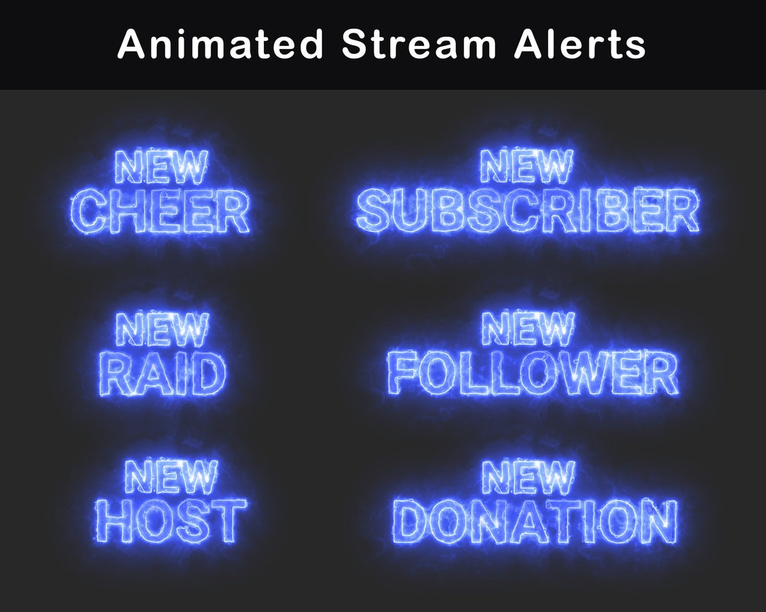 Animated Neon Twitch Stream Alerts | Blue Neon | New Follower, New ...
