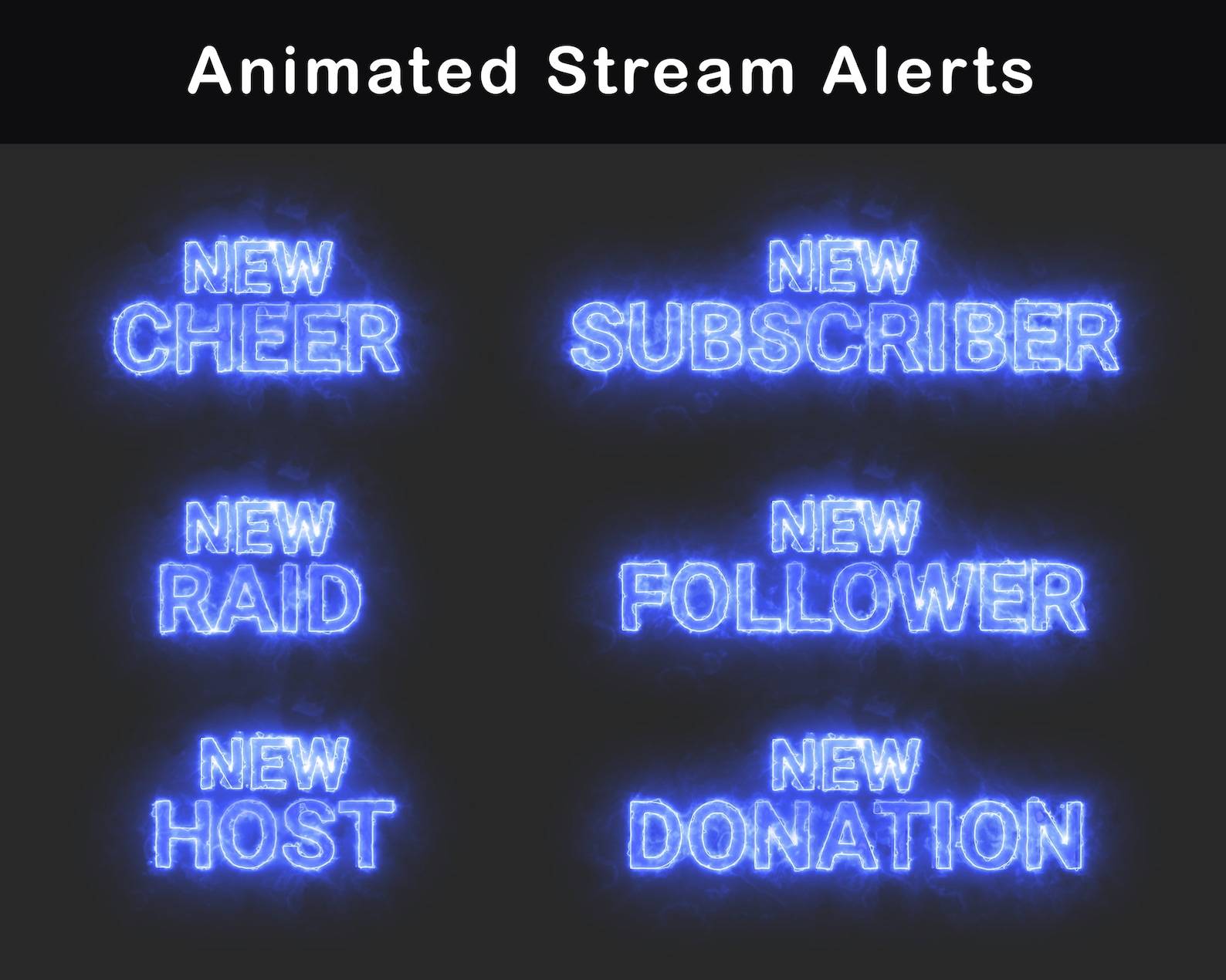 Animated Neon Twitch Stream Alerts Blue Neon New Follower, New Donation ...