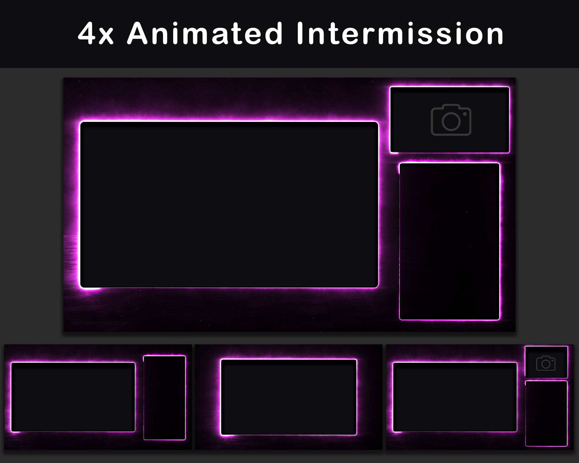 Neon Purple Animated Twitch Overlay Package Stream Overlay Panels ...