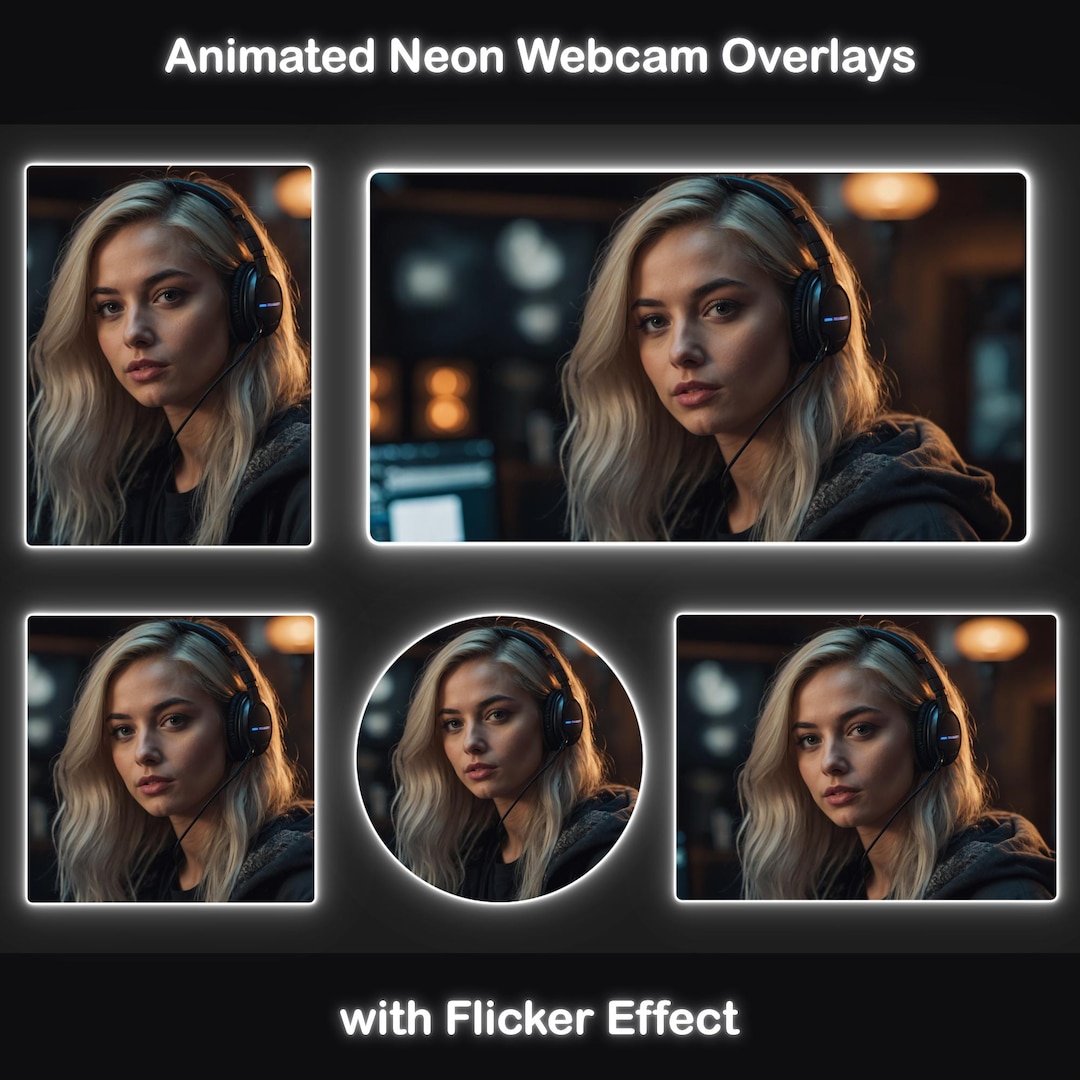 Animated Webcam Overlays White Neon, Twitch Webcam Border, Stream ...