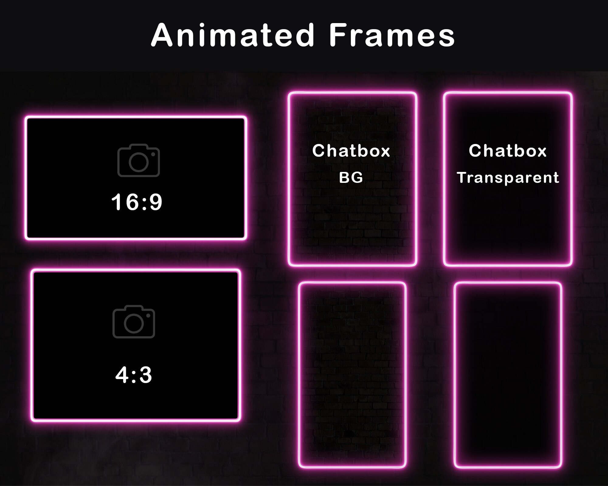 Twitch Overlay Package Animated Pink Neon Stream Overlay - Etsy UK