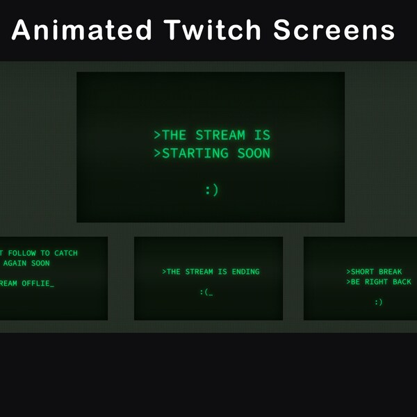 Animated Neon Twitch Screens Stream Screens Starting Soon, BRB, Ending ...