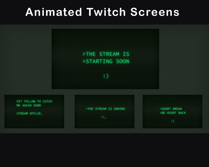 Animated Retro Twitch Screens Stream Screens Starting Soon, BRB, Ending ...