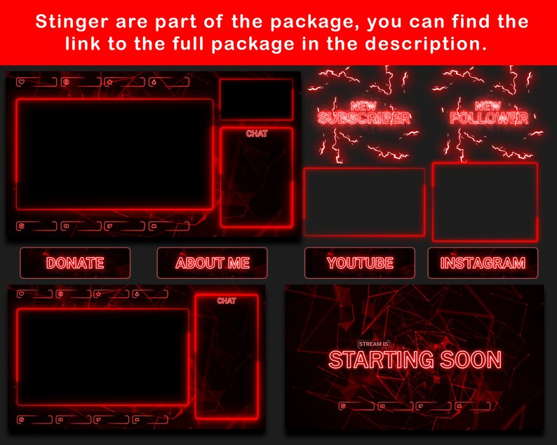 Red Neon Style Animated Stream Transition | Twitch Stinger for OBS ...