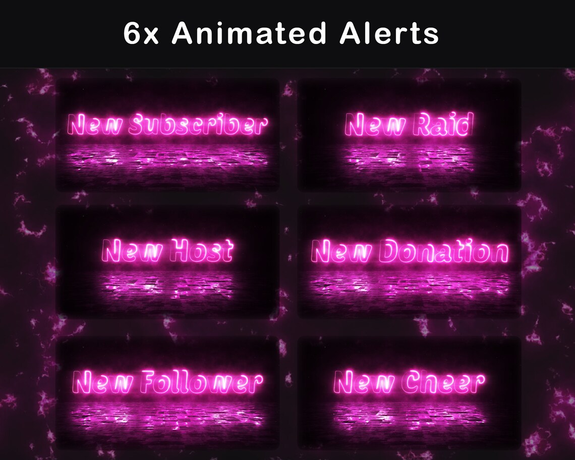 Twitch Overlay Animated Package Pink Neon Stream Overlay - Etsy