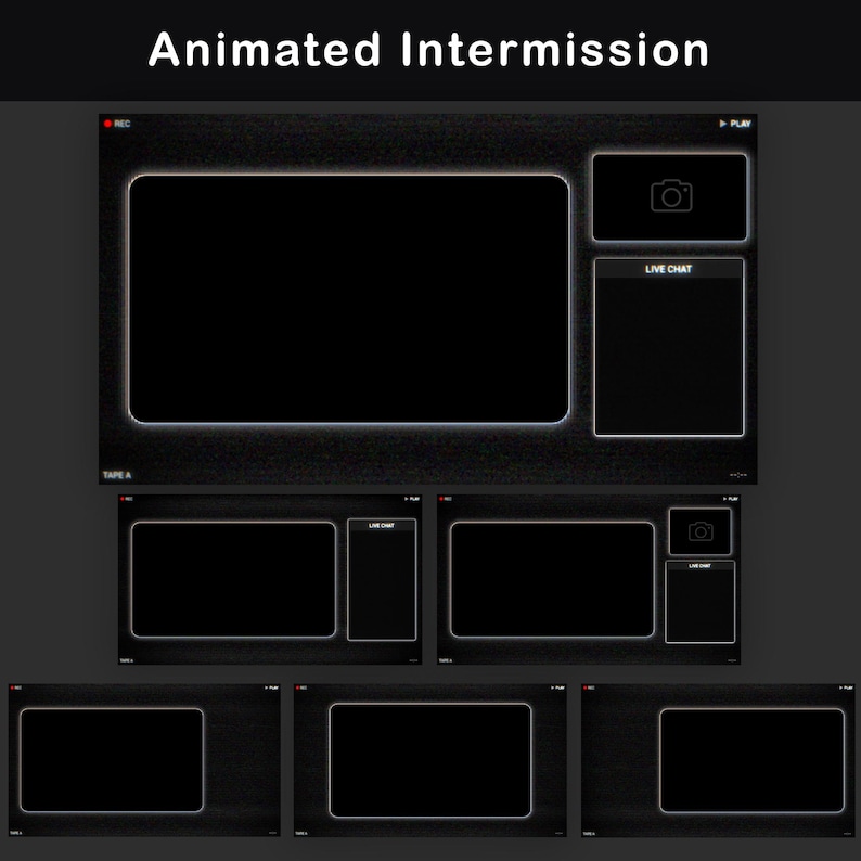 Animated Twitch Overlay Package Retro TV VHS, Dark Stream Glitch OBS ...
