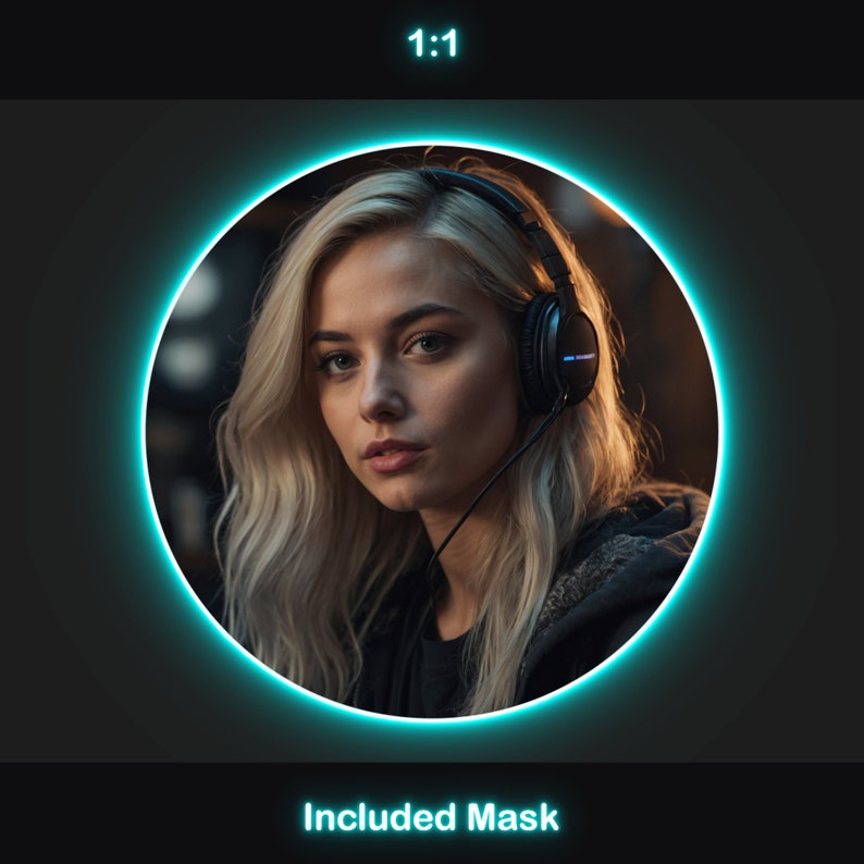 Animated Neon Cyan Webcam Overlays Twitch Webcam Border Blue Webcam ...