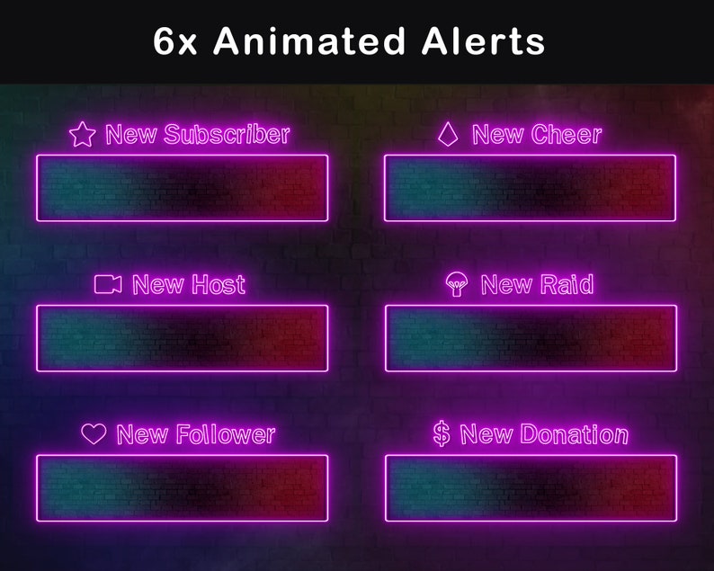 Neon Twitch Overlay Animated Package Twitch Overlay Pink - Etsy