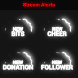 White Electric Animated Stream Alerts Pack for Twitch | 13x Lightning ...