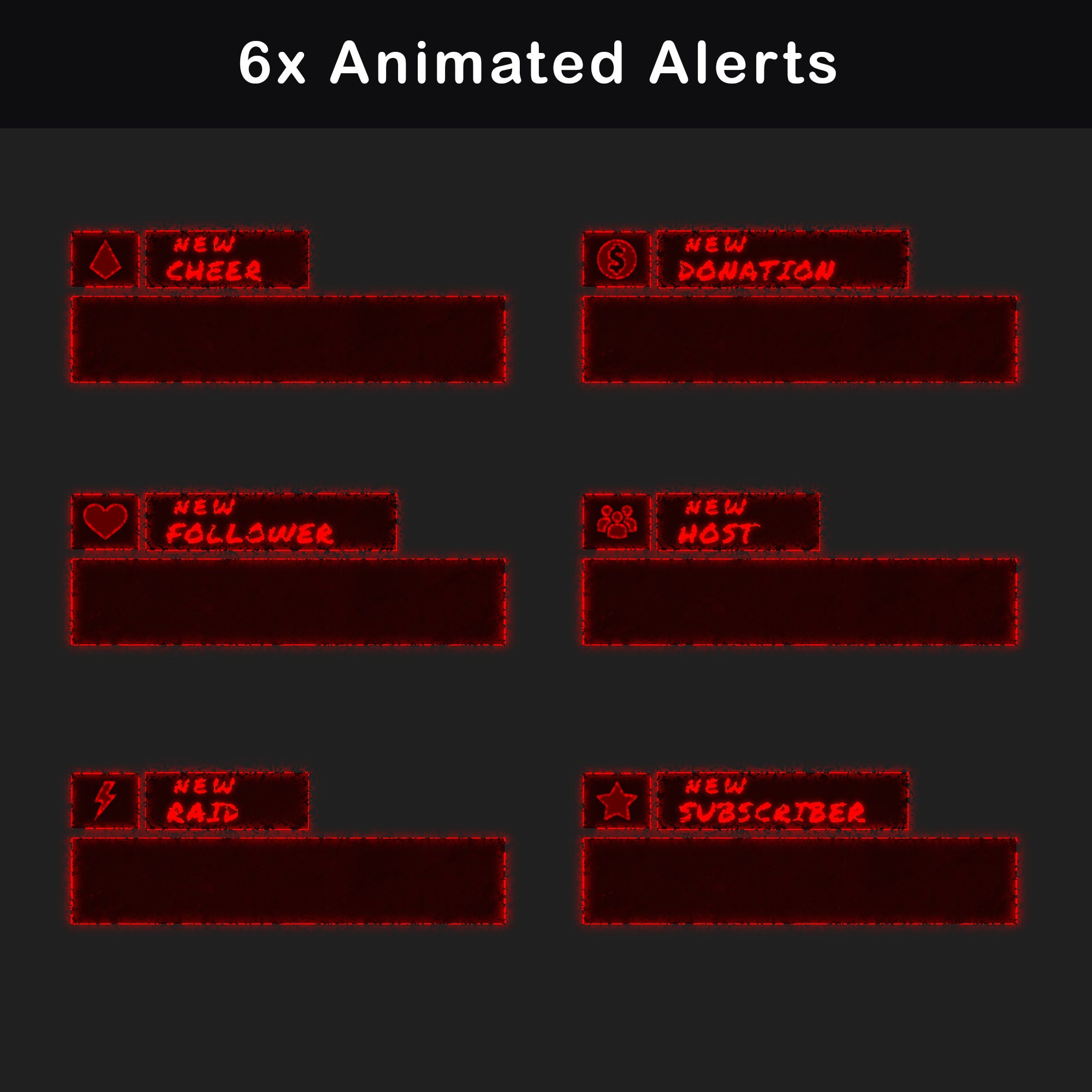 Animated Red Twitch Overlay, Stream Package Animated Alerts, Screens ...