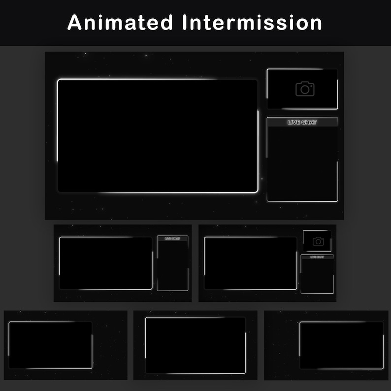 Animated Stream Package Dark Minimal Twitch OBS Overlay Black & White ...