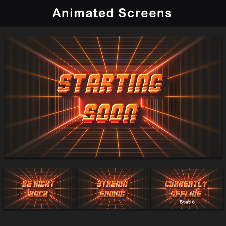 Animated Retro Twitch Overlays Pack Orange Stream Package Alerts ...