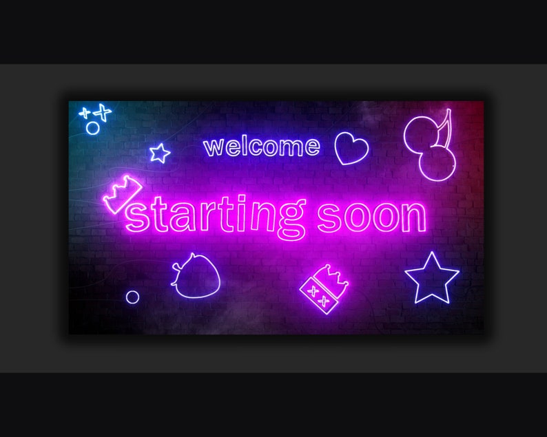Animated Neon Twitch Screens Stream Screens Starting Soon, BRB, Ending ...
