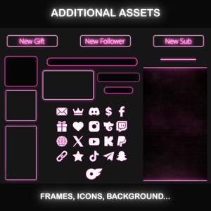 Tiktok Overlay Animated Neon Pink Package, Vertical Streaming Overlay ...