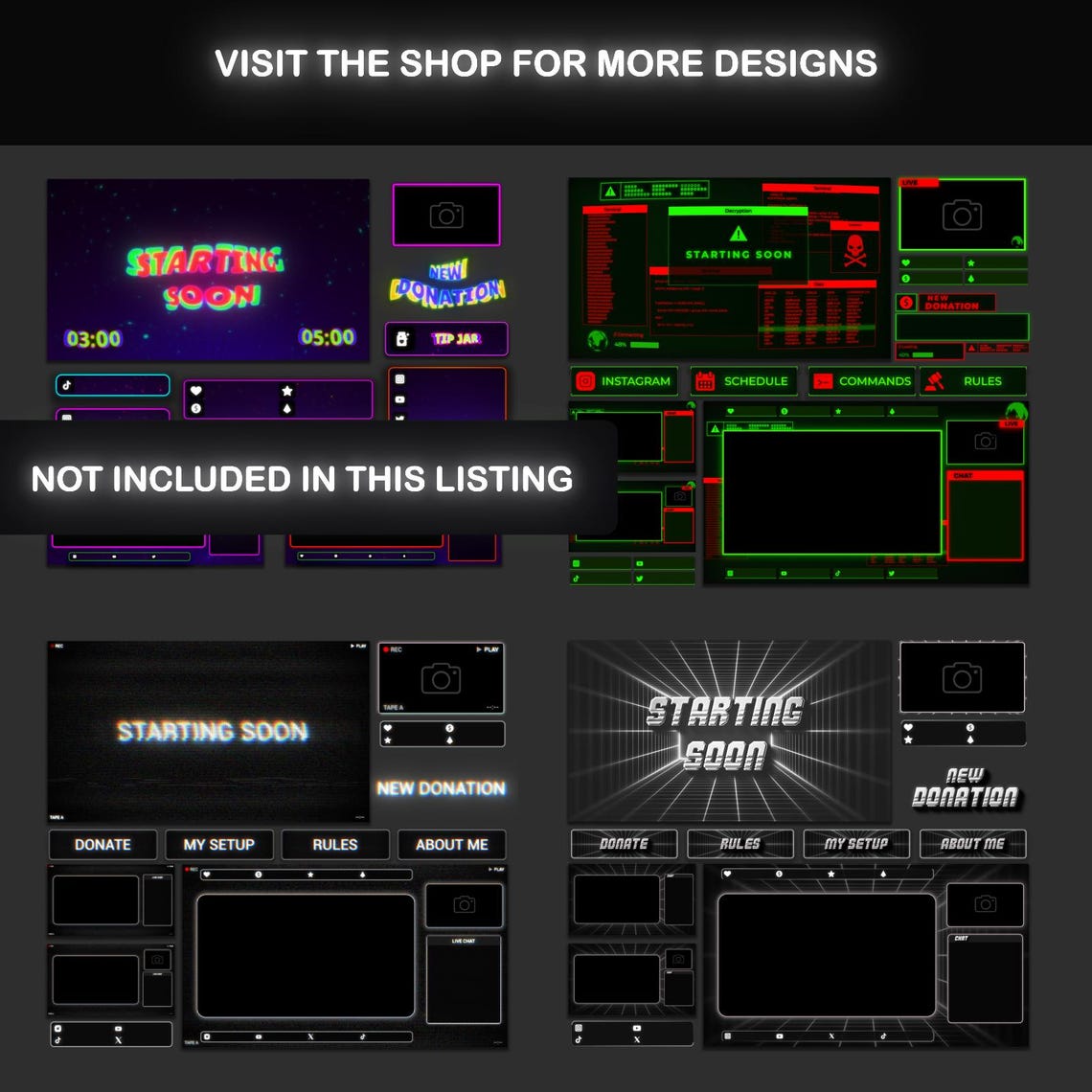 Animated Neon Red Webcam Overlays | Twitch Webcam Borders | Webcam ...
