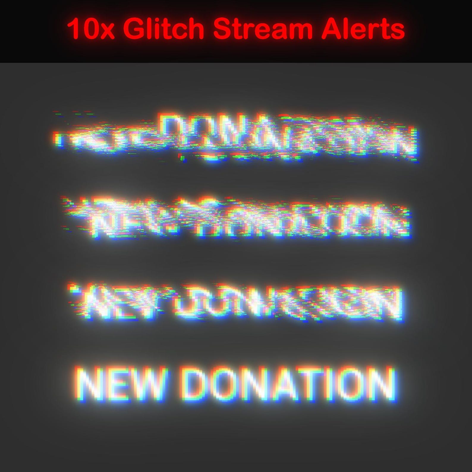 Animated Glitch Stream Alerts Pack for Twitch | 10 Unique Animated Alerts for Twitch Streamers ...
