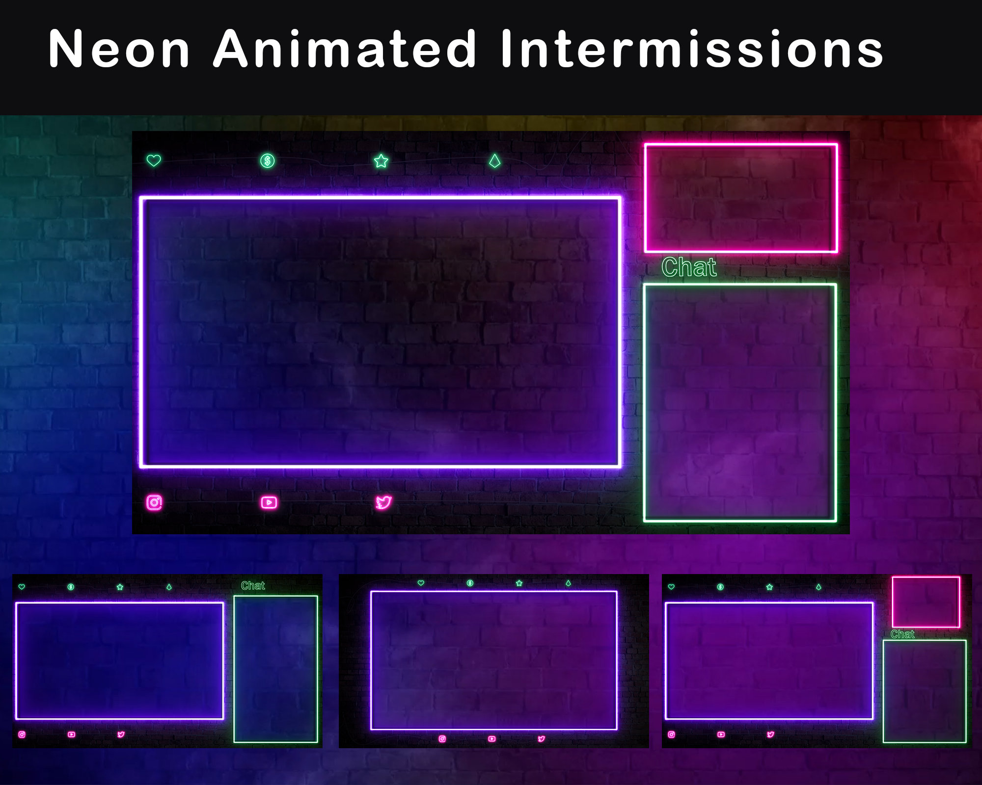 Twitch Animated Overlay Neon Twitch Stream Package - Etsy