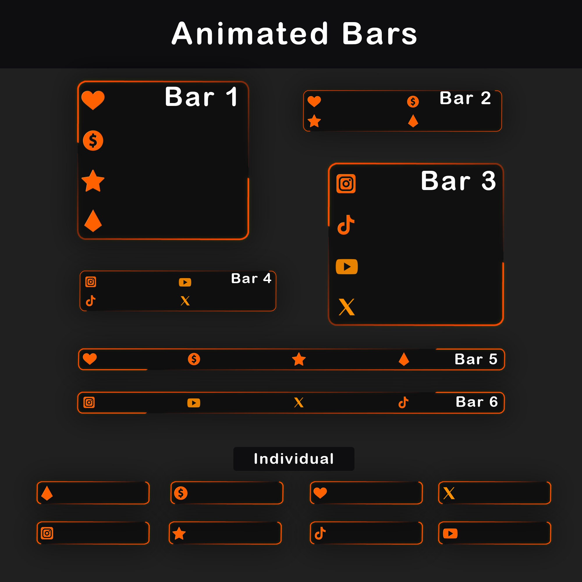 Animated Retro Twitch Overlays Pack Orange Stream Package Alerts ...