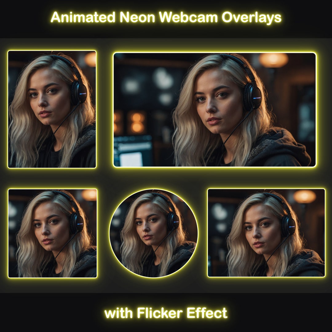 Animated Neon Yellow Webcam Overlays | Twitch Webcam Border | Webcam ...