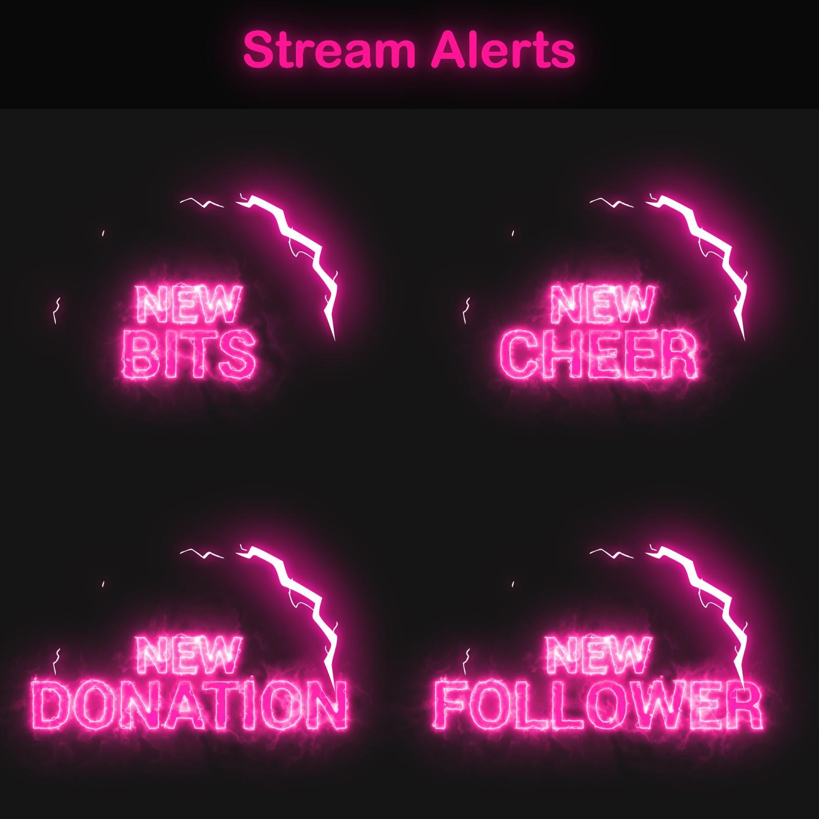 Pink Electric Animated Stream Alerts Pack for Twitch | 13x Lightning ...
