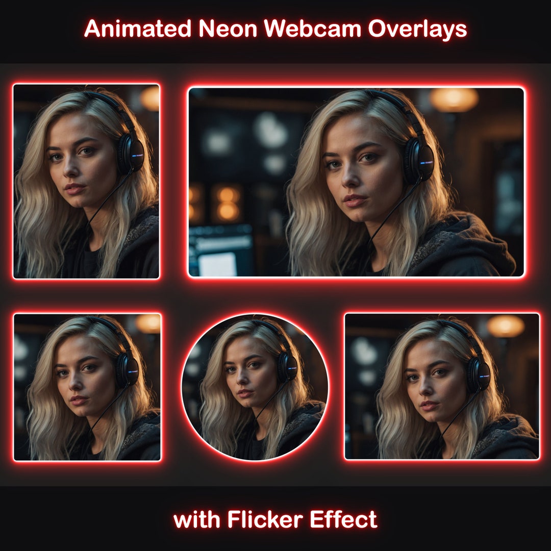 Animated Neon Red Webcam Overlays | Twitch Webcam Border | Webcam Frame ...