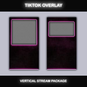 Tiktok Overlay Animated Neon Pink Package, Vertical Streaming Overlay ...