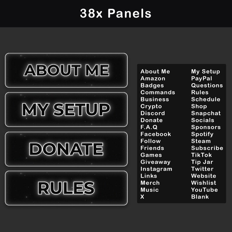 Animated Stream Package Dark Minimal Twitch OBS Overlay Black & White ...