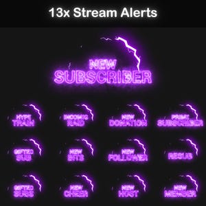 Animated Neon Twitch Stream Alerts Blue Neon New Follower, New Donation ...