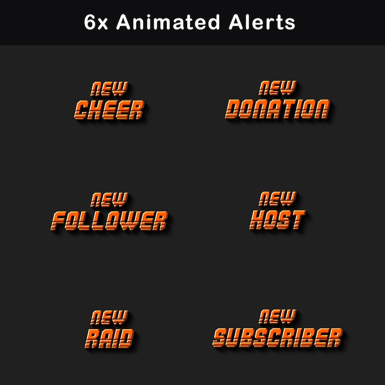 Animated Retro Twitch Overlays Pack Orange Stream Package Alerts ...