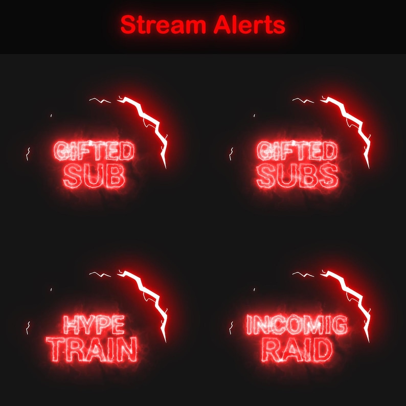 Red Electric Animated Stream Alerts Pack for Twitch | 13x Lightning ...