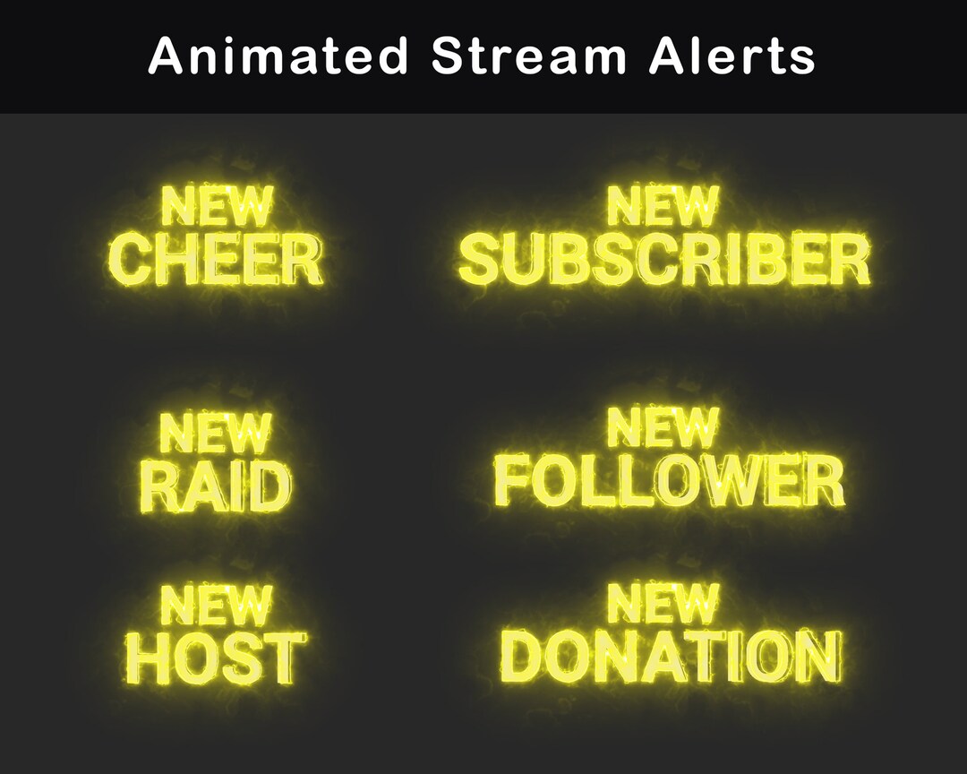 Animated Stream Alerts Yellow | Neon Style | Twitch Alerts | Twitch ...