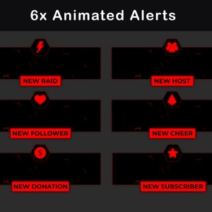 Black & Red Twitch Overlay Package | Minimal Animated Stream Package ...