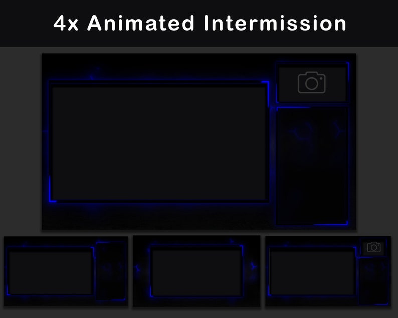 Twitch Overlay Package Dark Blue | Minimal Animated Stream Package ...