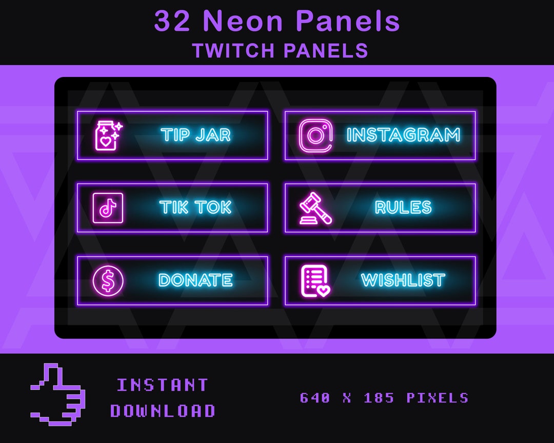 32 Neon Twitch Panels | Neon Panels for Twitch | Twitch Profile Panel ...