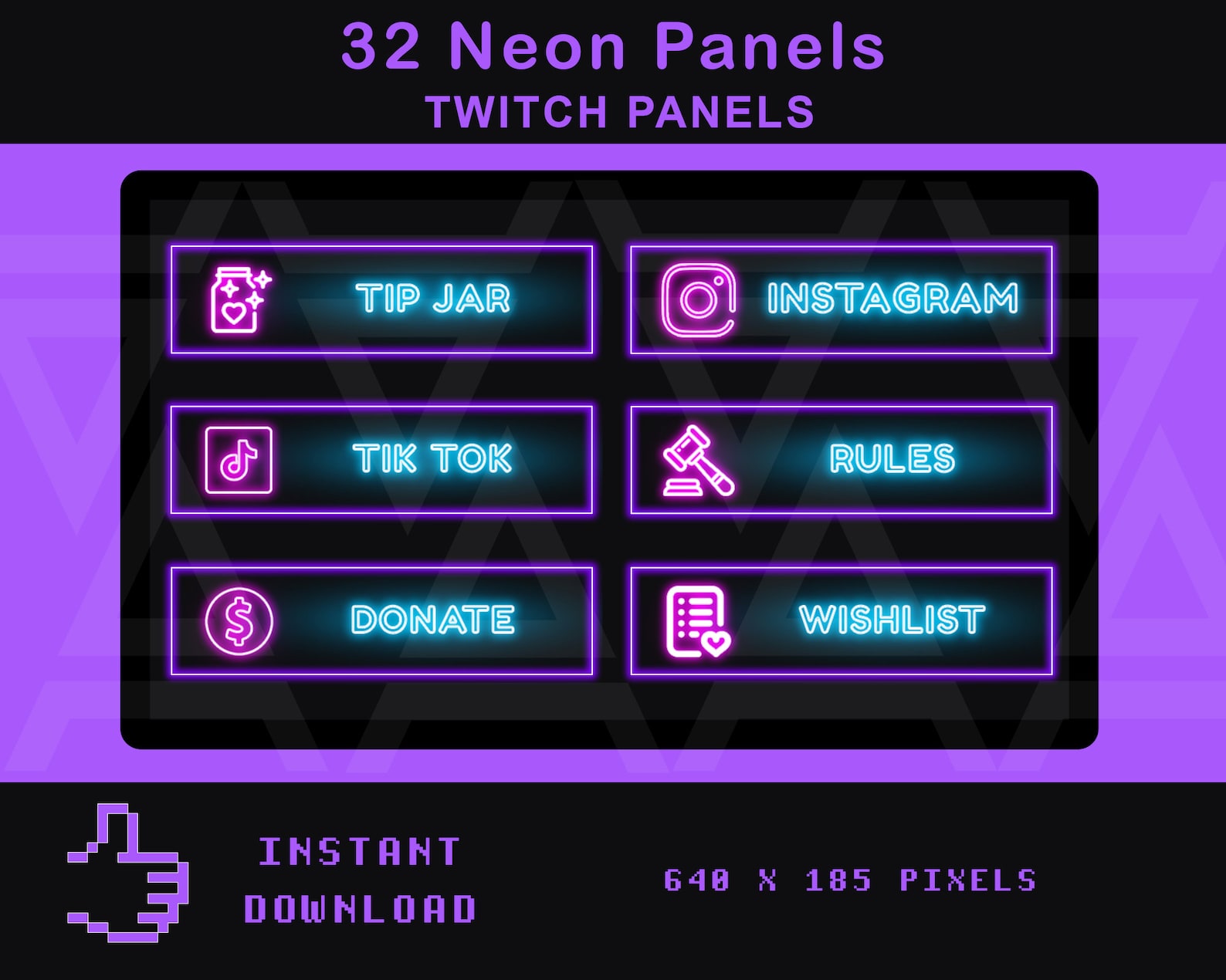 32 Neon Twitch Panels | Neon Panels for Twitch | Twitch Profile Panel ...