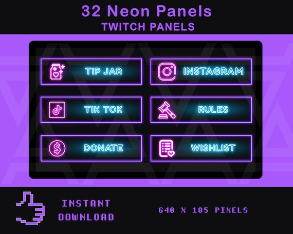 32 Neon Twitch Panels Neon Panels for Twitch Twitch - Etsy