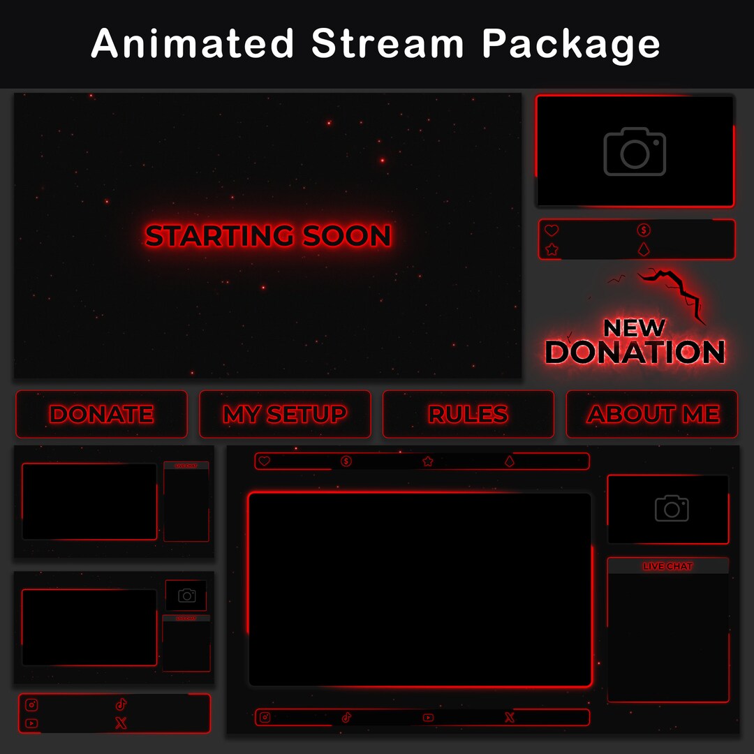 Animated Twitch Overlay Package, Minimalist Stream OBS Overlay for ...
