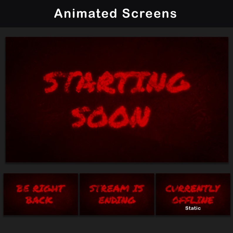 Animated Red Twitch Overlay, Stream Package | Animated Alerts, Screens ...