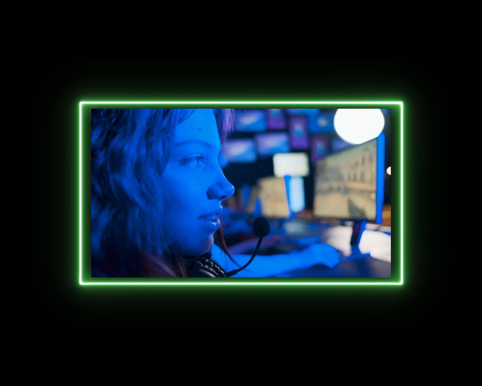 Twitch Animated Camera Overlay | Green Neon Webcam Border With ...