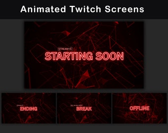 Animated Neon Twitch Screens Stream Screens Starting Soon, BRB, Ending ...