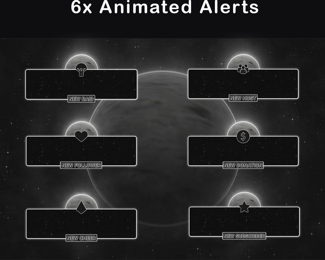 Dark Twitch Overlay Animated Stream Package Animated Alerts - Etsy