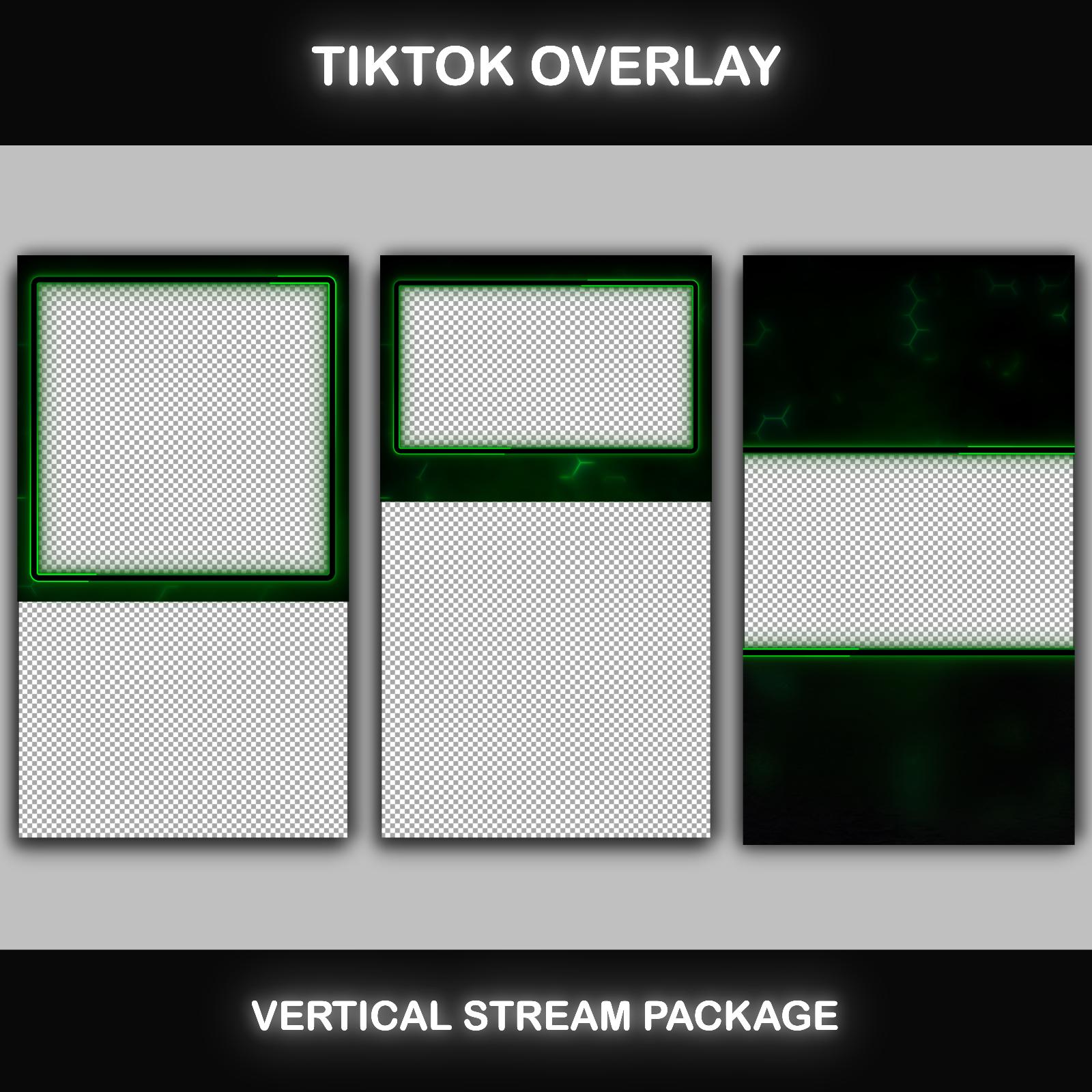 Tiktok Live Overlay Animated Vertical Pack, Black and Green Dark Theme ...