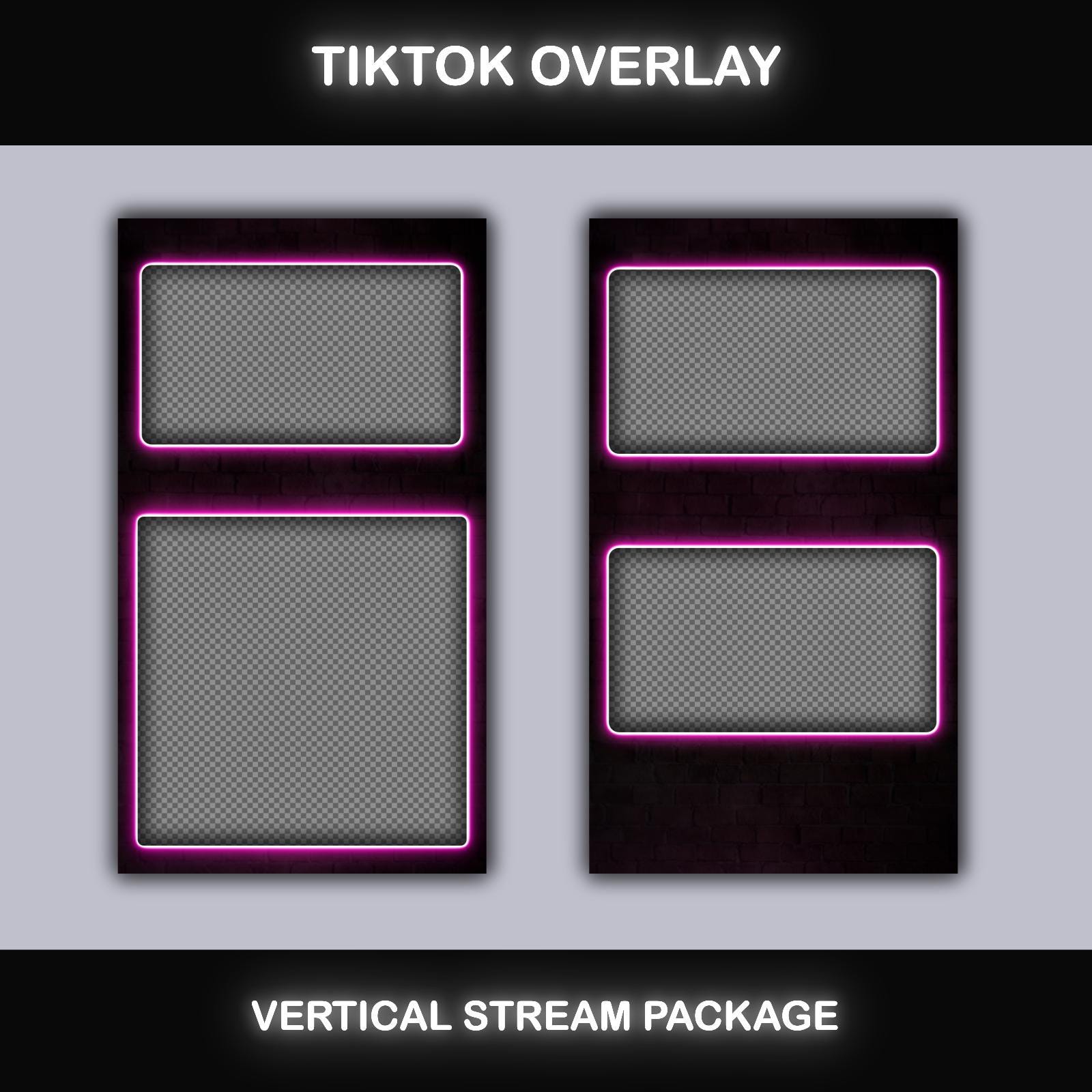 Tiktok Overlay Animated Neon Pink Package, Vertical Streaming Overlay ...