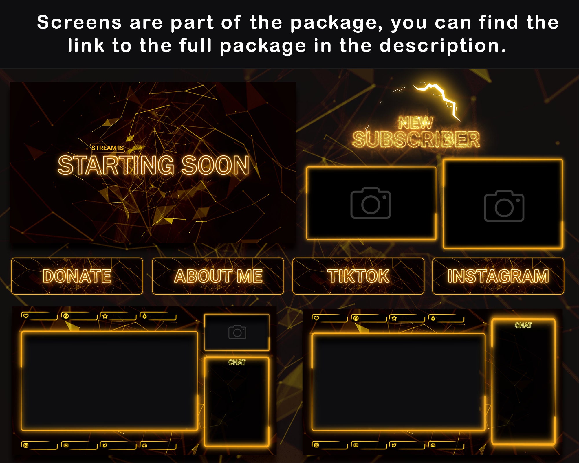 Animated Orange Twitch Screens Live Screens Starting Soon, BRB, Ending ...