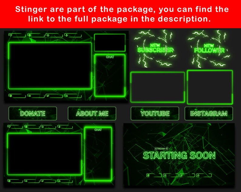 Green Neon Style Animated Stream Transition | Twitch Stinger for OBS ...