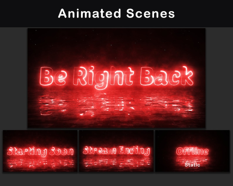 Neon Red Animated Twitch Overlay Package Stream Overlay - Etsy