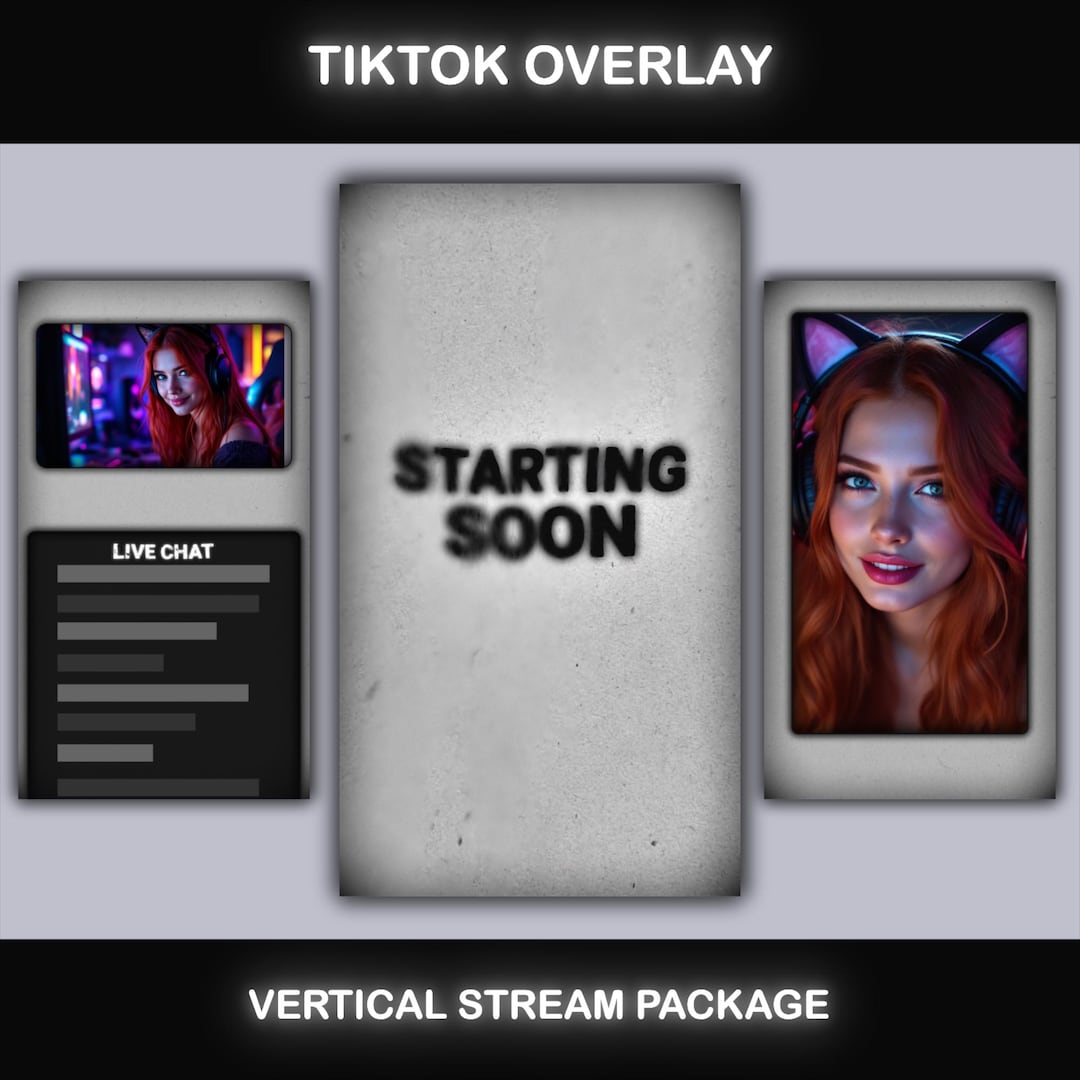 Animated Tiktok Overlay for Vertical Streaming, White & Black Stream ...