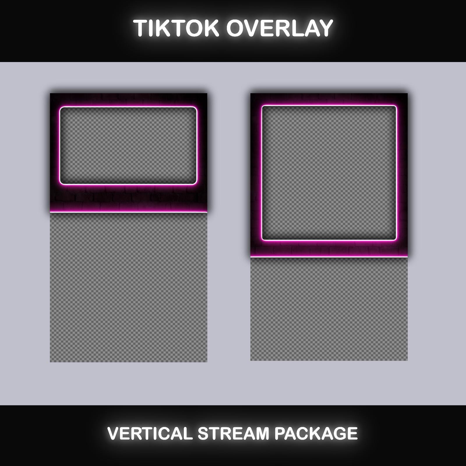 Tiktok Overlay Animated Neon Pink Package, Vertical Streaming Overlay ...